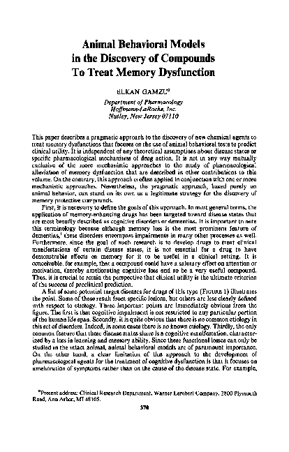 (PDF) Animal Behavioral Models in the Discovery of Compounds To Treat ...