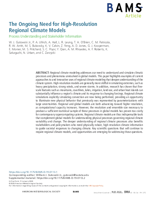 (PDF) The Ongoing Need for High-Resolution Regional Climate Models ...