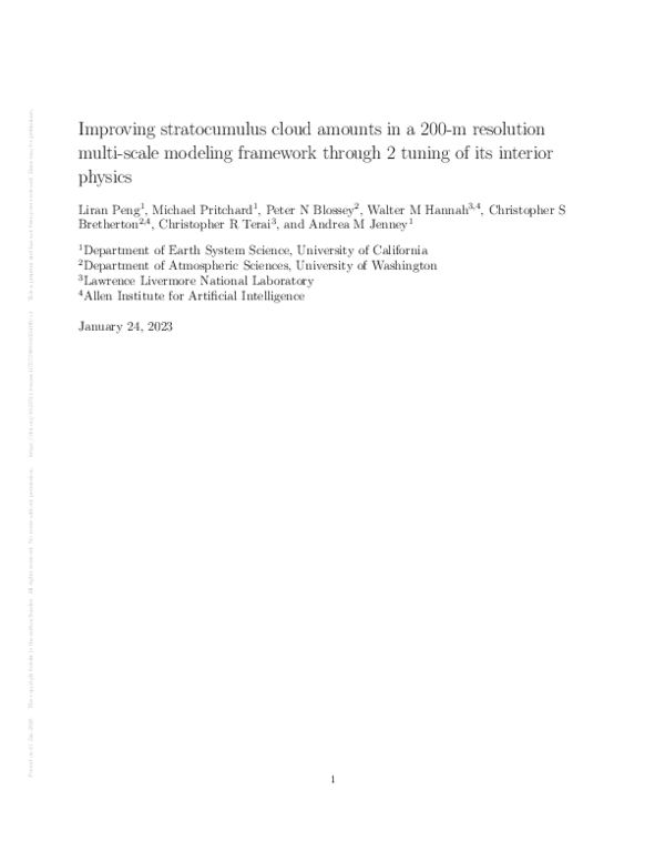 (PDF) Improving stratocumulus cloud amounts in a 200-m resolution multi ...