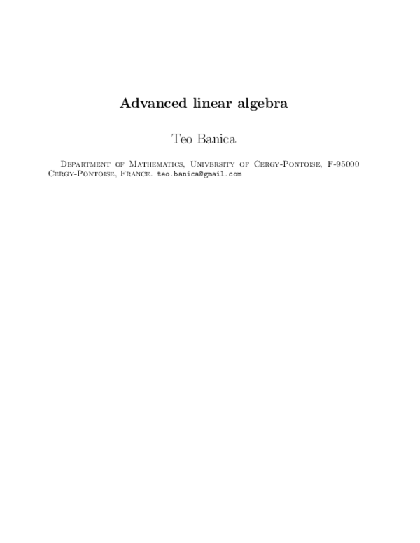 (PDF) Advanced linear algebra