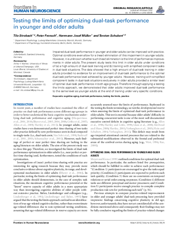 (PDF) Testing the limits of optimizing dual-task performance in younger ...