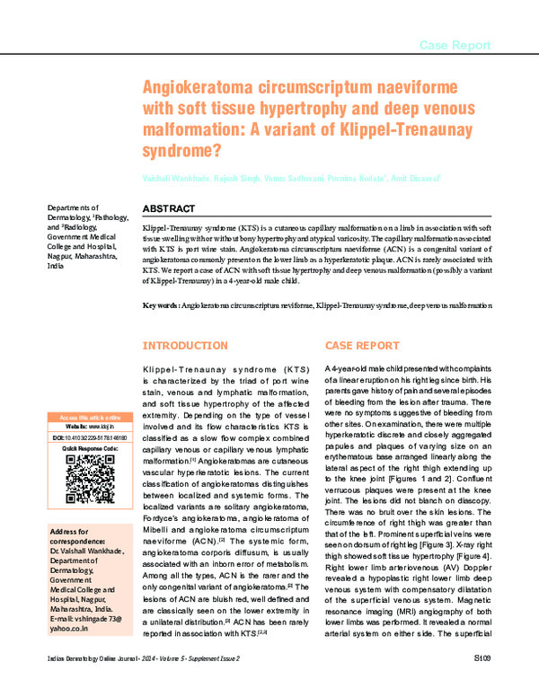 (PDF) Angiokeratoma circumscriptum naeviforme with soft tissue ...