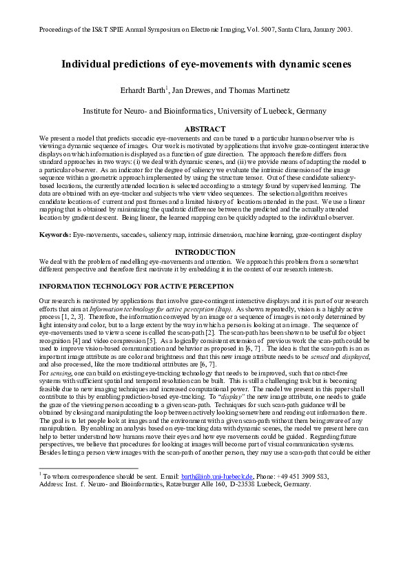 (PDF) Individual predictions of eye-movements with dynamic scenes