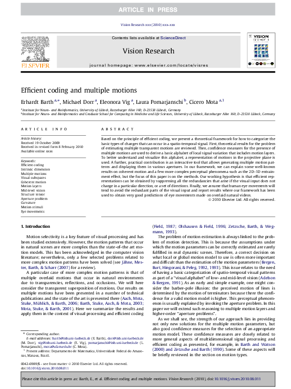 (PDF) Efficient coding and multiple motions
