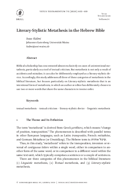 (PDF) Vetus Testamentum 70 (2020) 603-619 brill.com/vt