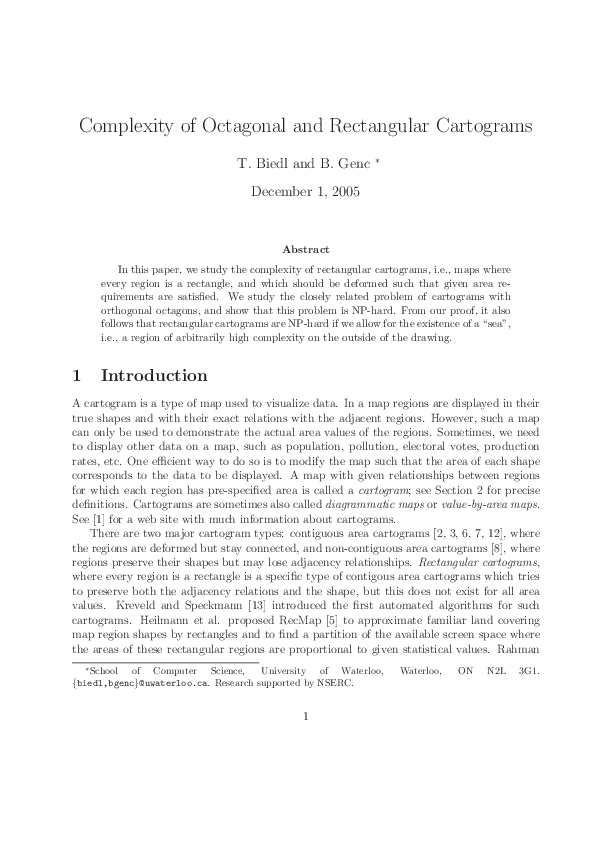 (PDF) Complexity of Octagonal and Rectangular Cartograms