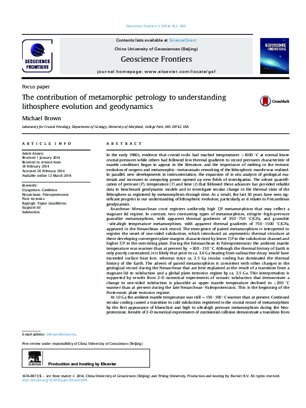 (PDF) The contribution of metamorphic petrology to understanding ...