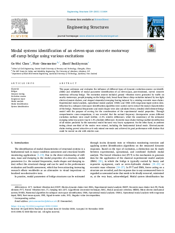 (PDF) Modal systems identification of an eleven-span concrete motorway ...