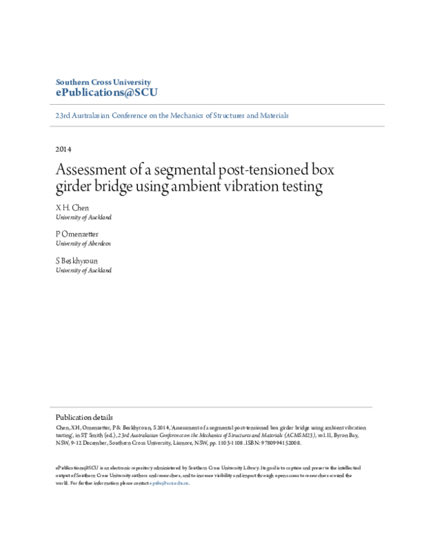(PDF) Assessment of a segmental post-tensioned box girder bridge using ...