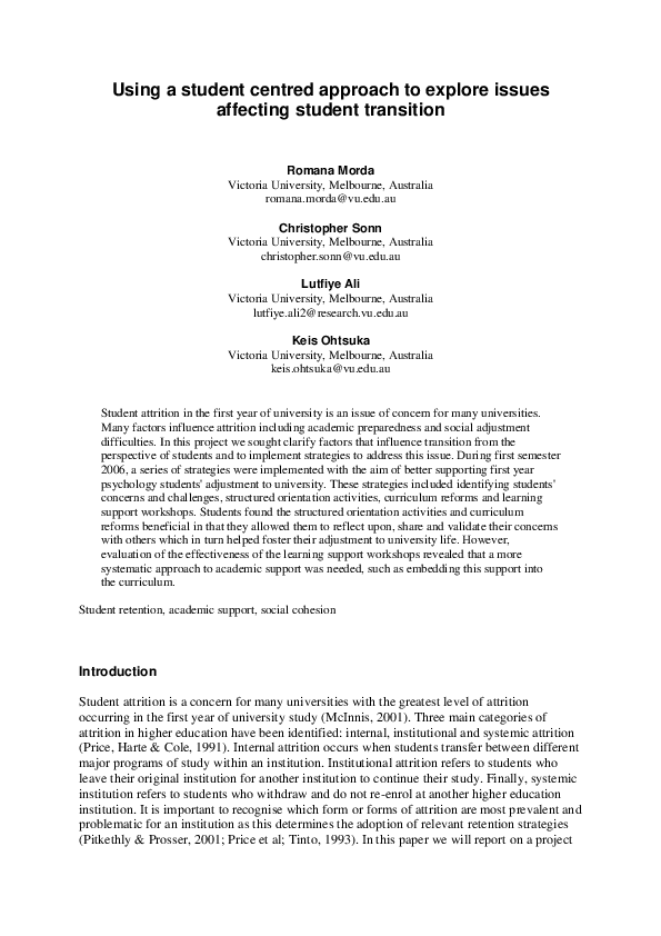 (PDF) Using a student centred approach to explore issues affecting ...