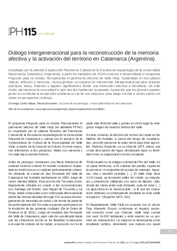 (PDF) Diálogo intergeneracional para la reconstrucción de la memoria afectiva y la activación ...