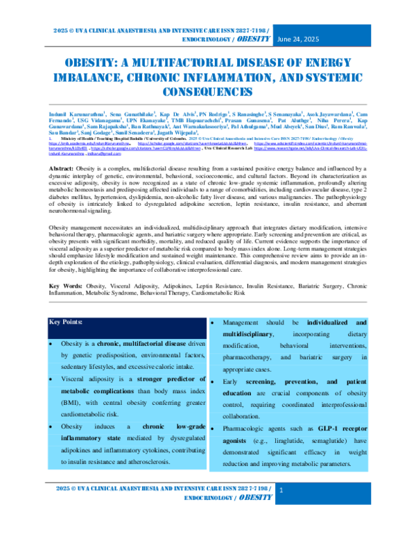 (PDF) Obesity: A Multifactorial Disease of Energy Imbalance, Chronic ...