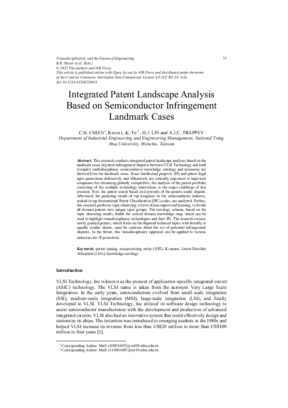 (PDF) Integrated Patent Landscape Analysis Based on Semiconductor ...