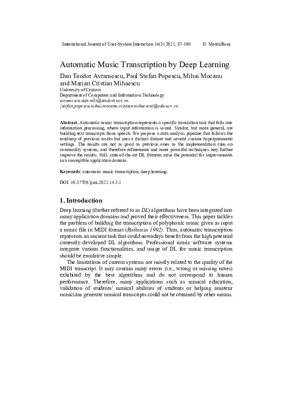(PDF) Automatic Music Transcription by Deep Learning