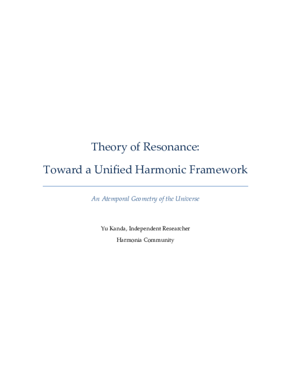 (PDF) Theory of Resonance: Toward a Unified Harmonic Framework