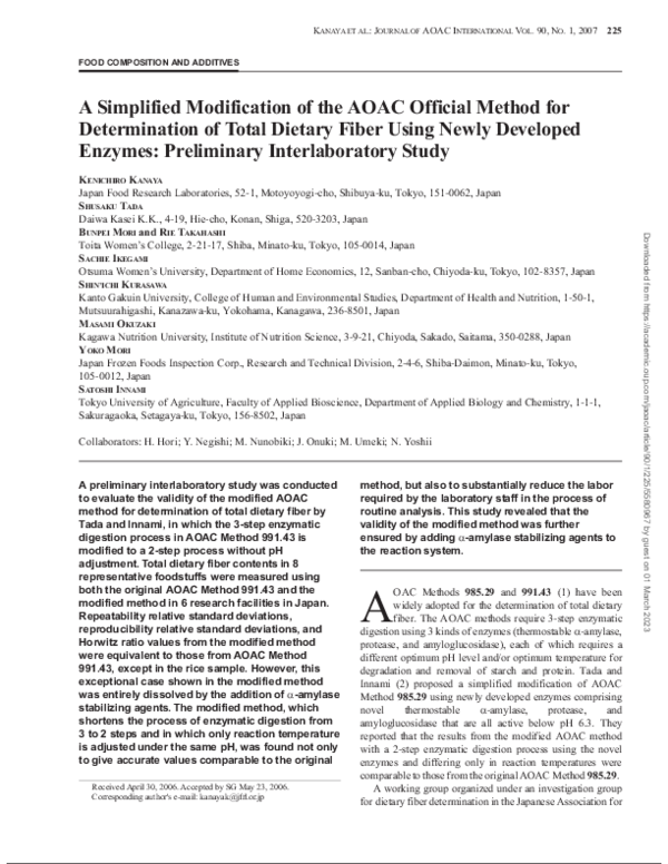 (PDF) A Simplified Modification of the AOAC Official Method for ...