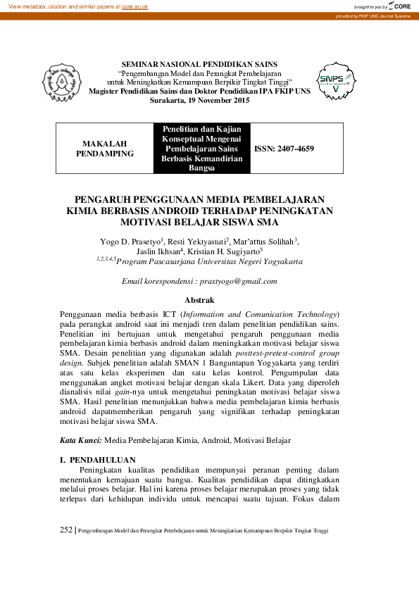 (PDF) Pengaruh Penggunaan Media Pembelajaran Kimia Berbasis Android Terhadap Peningkatan ...