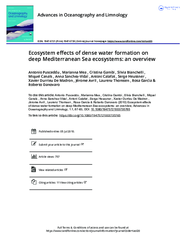 (PDF) Ecosystem effects of dense water formation on deep Mediterranean ...