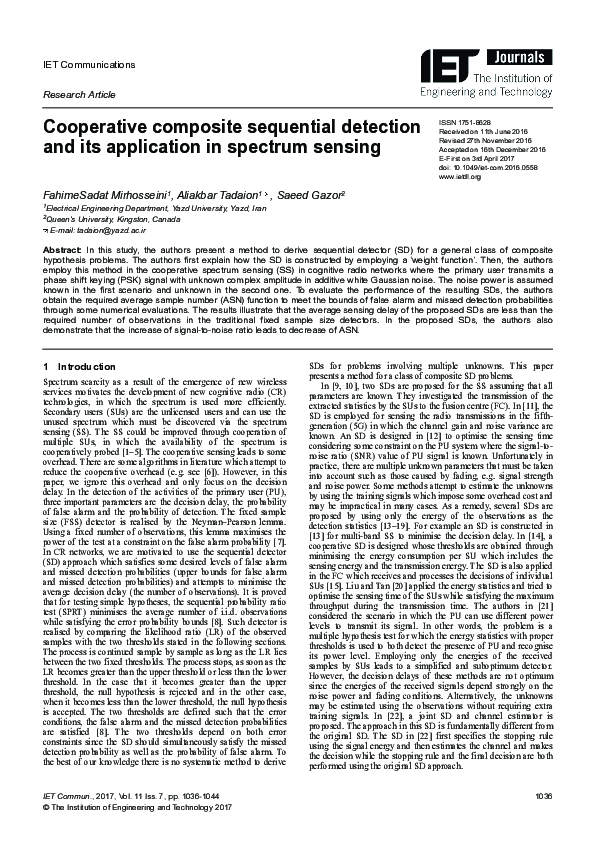 (PDF) Cooperative Composite Sequential Detection and its Application in ...