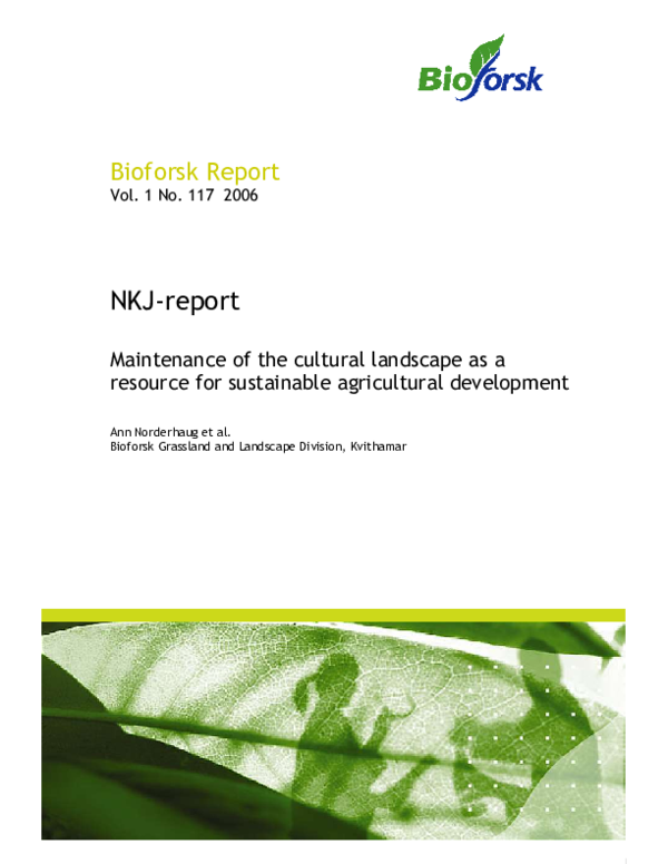 (PDF) NKJ-report: Maintenance of the cultural landscape as a resource for sustainable ...