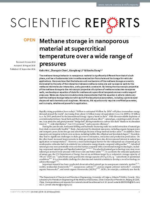(PDF) Methane storage in nanoporous material at supercritical ...