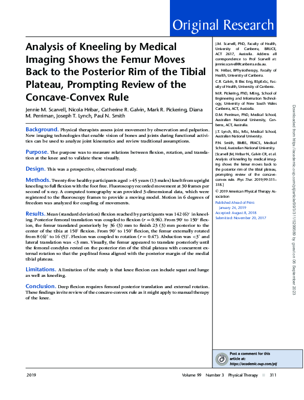 (PDF) Analysis of Kneeling by Medical Imaging Shows the Femur Moves ...