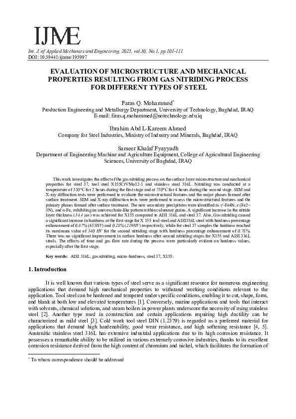 (PDF) EVALUATION OF MICROSTRUCTURE AND MECHANICAL PROPERTIES RESULTING ...