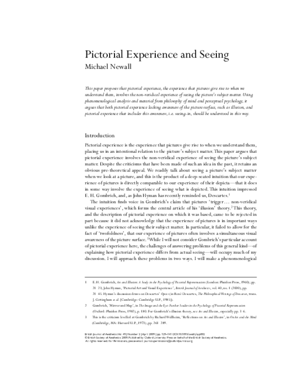 (PDF) Pictorial Experience and Seeing