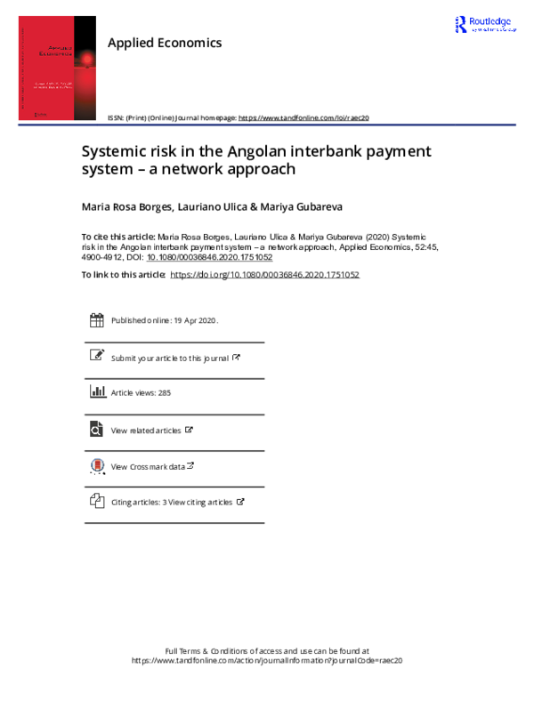 (PDF) Systemic risk in the Angolan interbank payment system – a network ...