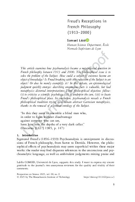 (PDF) Freud's Receptions in French Philosophy (1913-2000)
