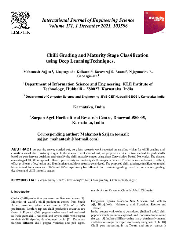 (PDF) Chilli Grading and Maturity Stage Classification using Deep Learning Techniques