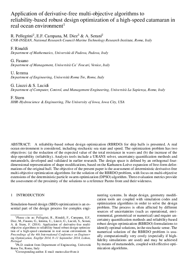 (PDF) Application of derivative-free multi-objective algorithms to reliability-based robust ...