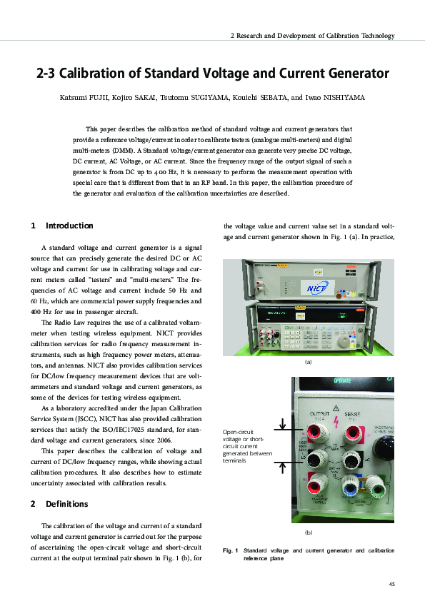 (PDF) CALIBRATION OF STANDARD VOLTAGE AND CURRENT GENERATOR