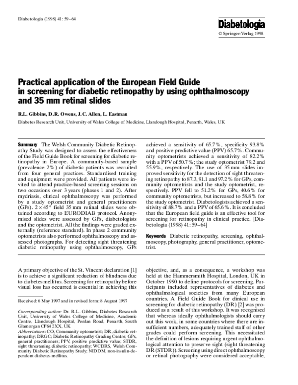 (PDF) Practical application of the European Field Guide in screening ...