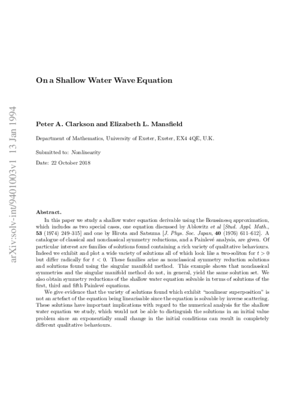 (PDF) On a shallow water wave equation