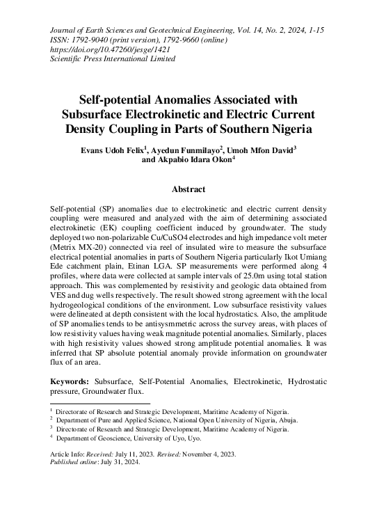 (PDF) Self-potential Anomalies Associated with Subsurface ...