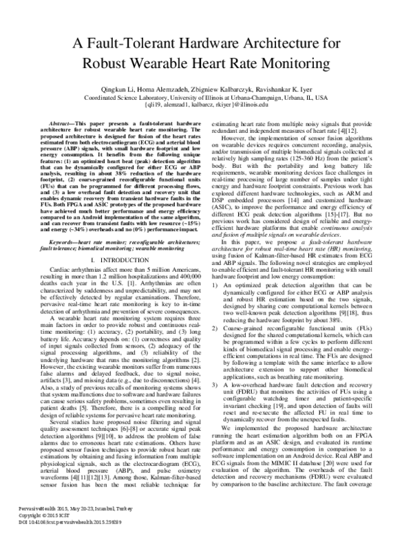 (PDF) A Fault-Tolerant Hardware Architecture for Robust Wearable Heart ...