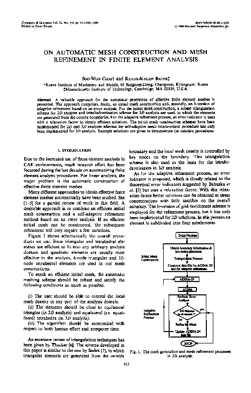 (PDF) On automatic mesh construction and mesh refinement in finite element analysis
