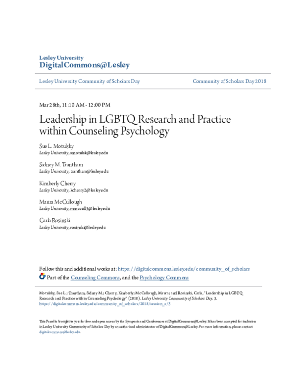 (PDF) Leadership in LGBTQ Research and Practice within Counseling ...