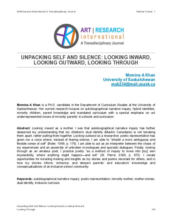 (PDF) Unpacking Self and Silence: Looking Inward, Looking Outward ...