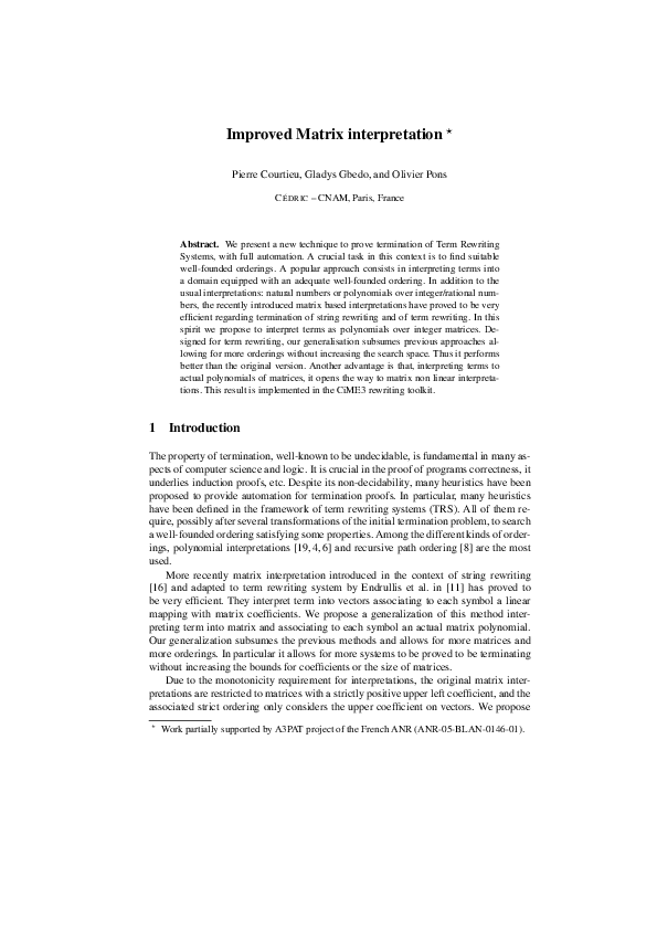 (PDF) Improved Matrix Interpretation