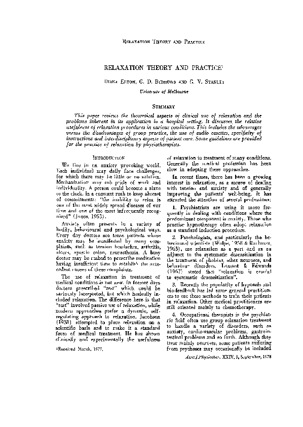 (PDF) Relaxation Theory and Practice