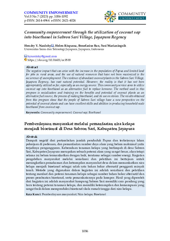 (PDF) Community empowerment through the utilization of coconut sap into ...