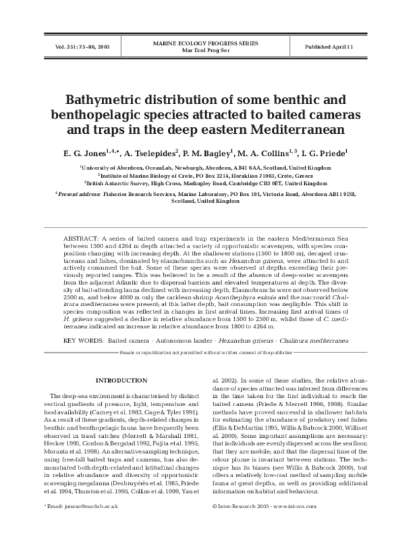 (PDF) Bathymetric distribution of some benthic and benthopelagic ...