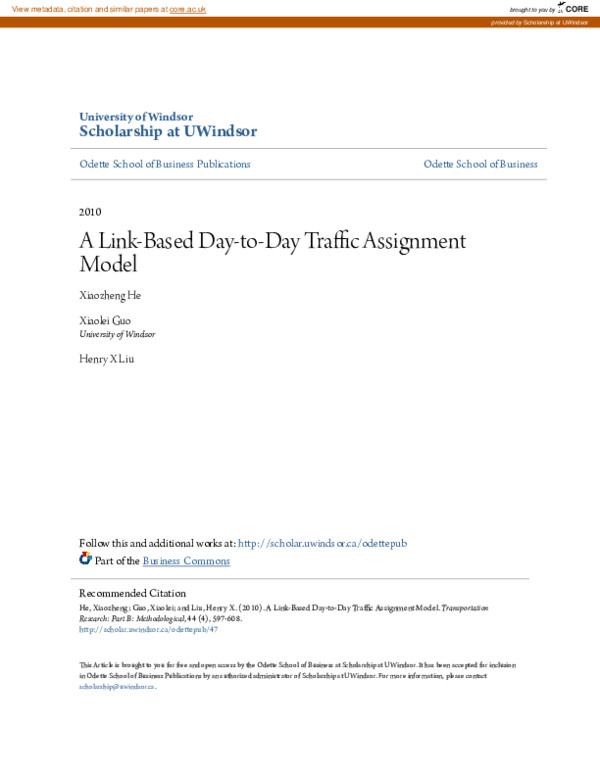(PDF) A link-based day-to-day traffic assignment model