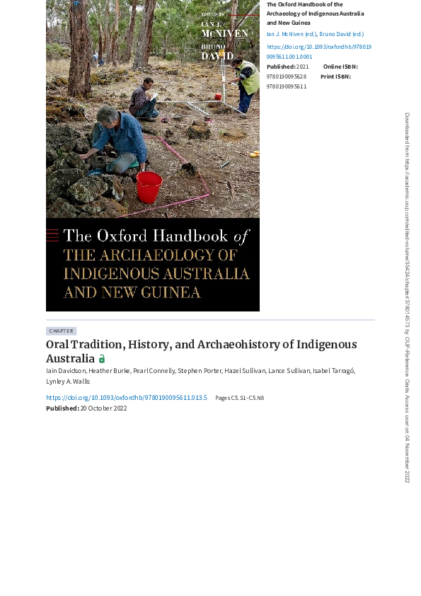 (PDF) Oral Tradition, History, and Archaeohistory of Indigenous Australia