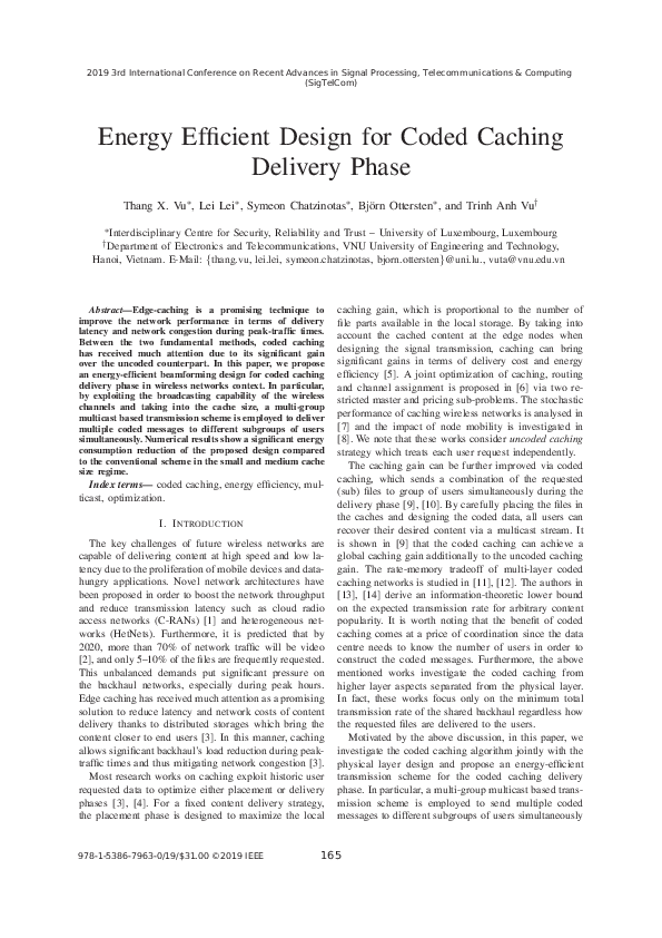 (PDF) Energy Efficient Design for Coded Caching Delivery Phase