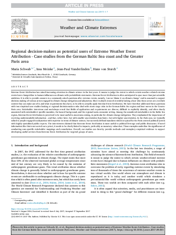 (PDF) Regional decision-makers as potential users of Extreme Weather ...