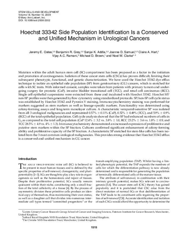 (PDF) Hoechst 33342 Side Population Identification Is a Conserved and ...