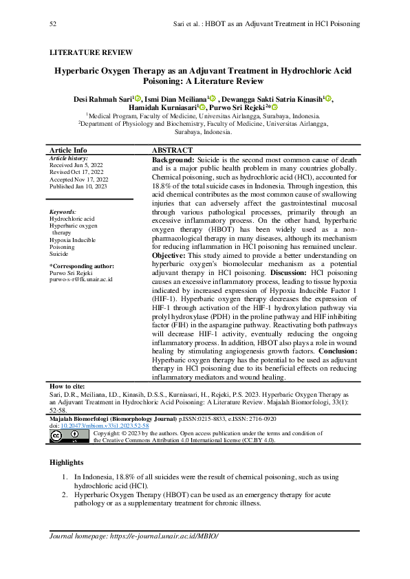 (PDF) Hyperbaric Oxygen Therapy as an Adjuvant Treatment in ...